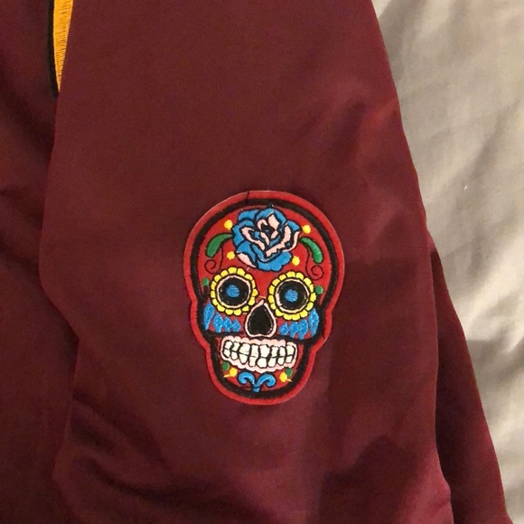 Jackets & Coats | Patch Work Bomber Jacket Maroon | Poshmark